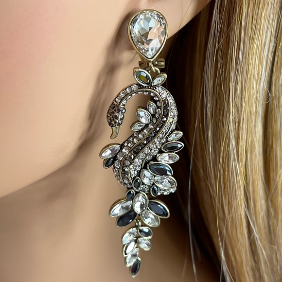 Heidi Daus | Jewelry | Heidi Daus Swan In Love Omega Earrings | Poshmark